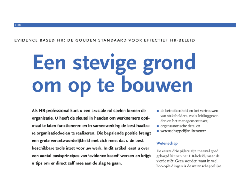 Evidence Based HR: De Gouden standaard voor Effectief HR-beleid - idplein